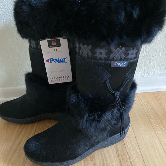 Pajar | Shoes | Pajar Black Fur Boots Nwt Sz 9 | Poshmark